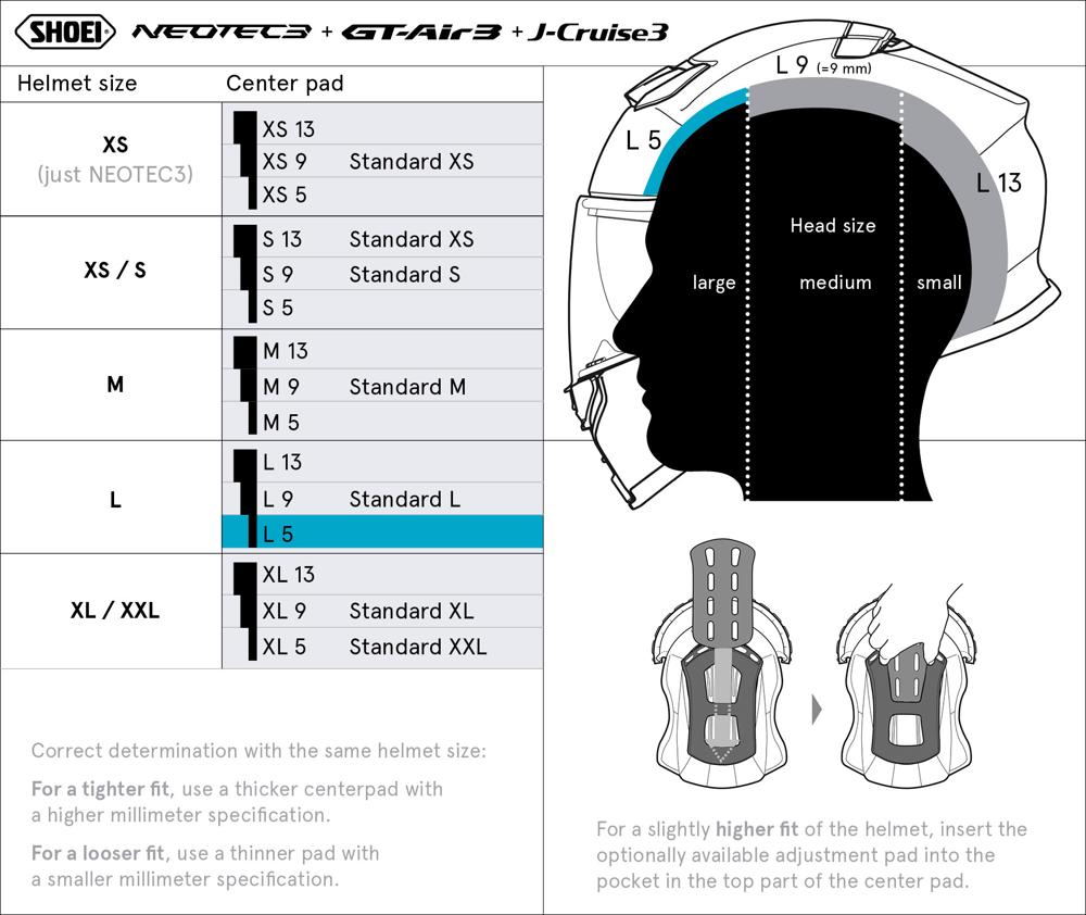 Shoei Neotec 3/GT-Air 3 mittdyna S/5 mm - Motorcykelutrustning - Storm ...